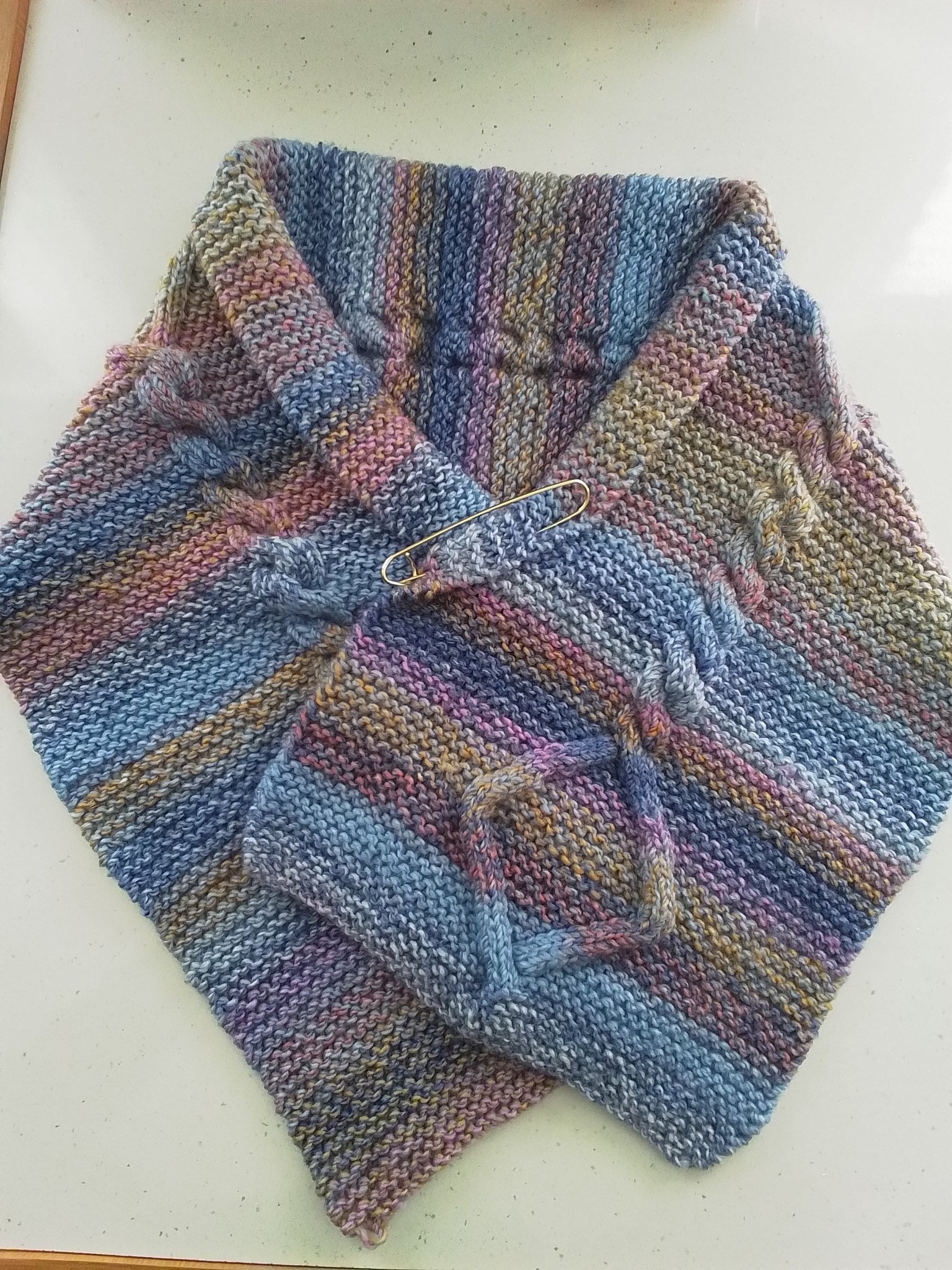Aran Shoulder Wrap – Multicoloured – Doris Knitwear